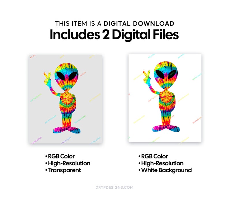 Peacin' Tiedye Alien Man PNG Graphic Psychedelic Outer - Etsy