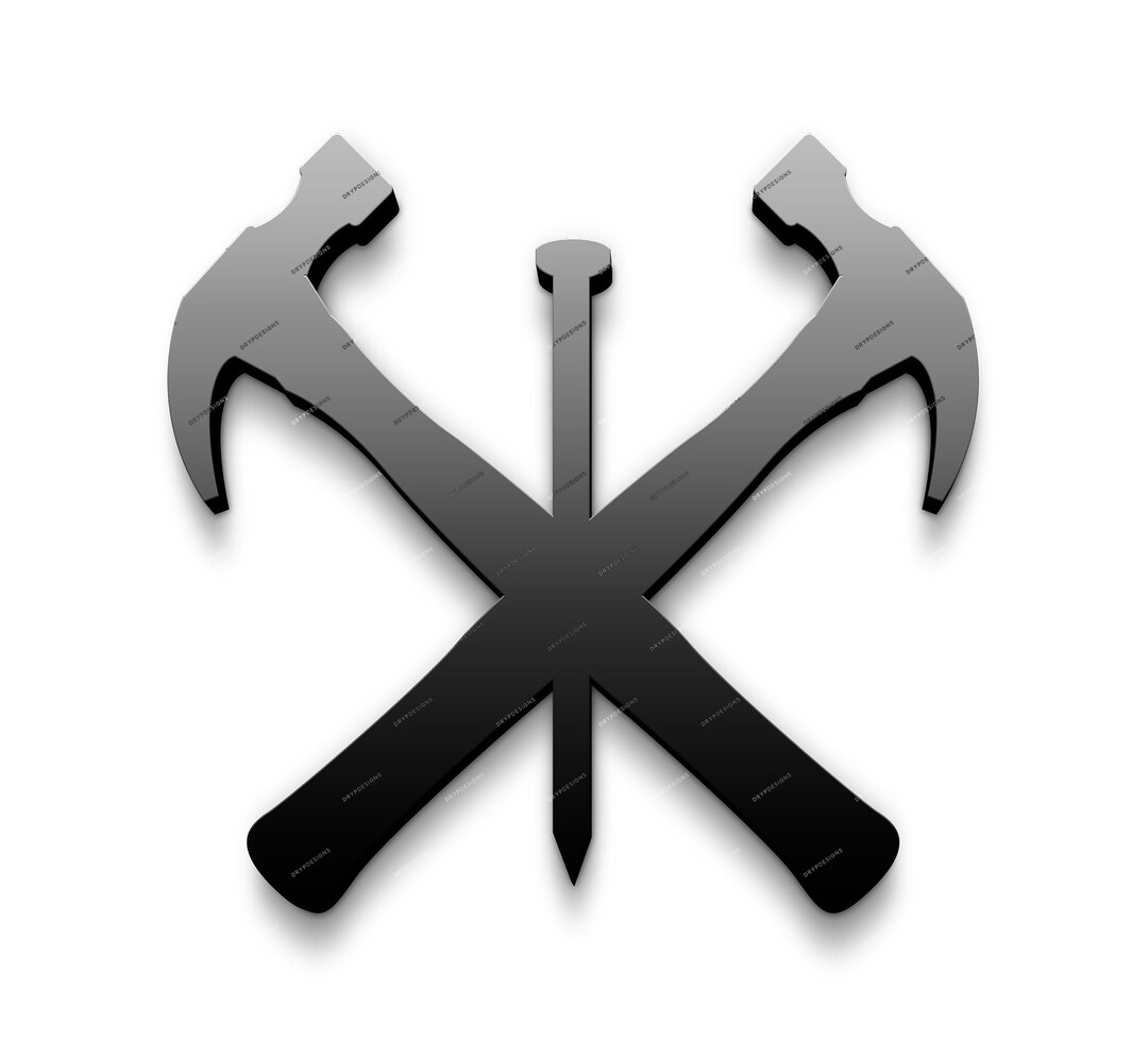 Hammer + Nail X Cross PNG Graphic - Construction Business Logo Design ...