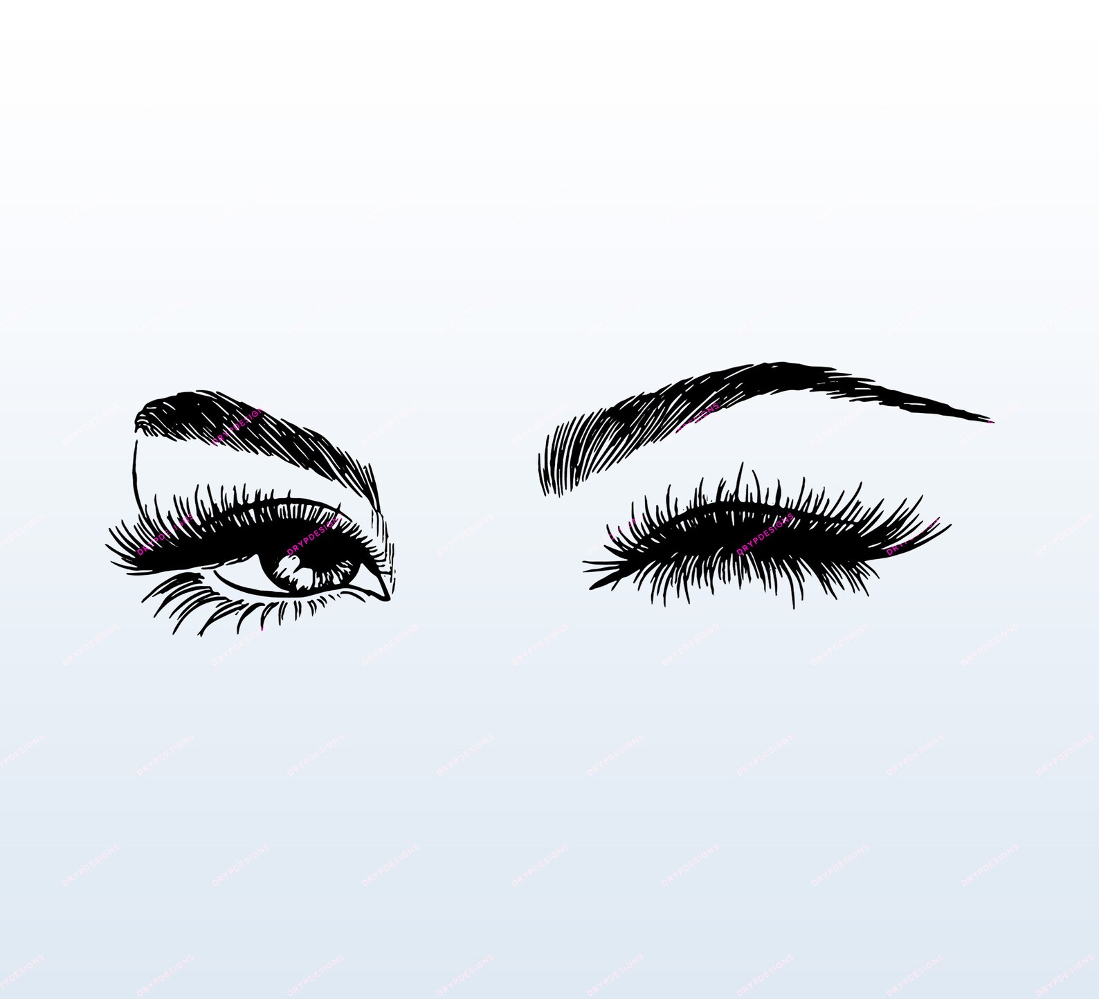 Winking Eyelashes SVG PNG Hand Drawn Lash Wink - Etsy