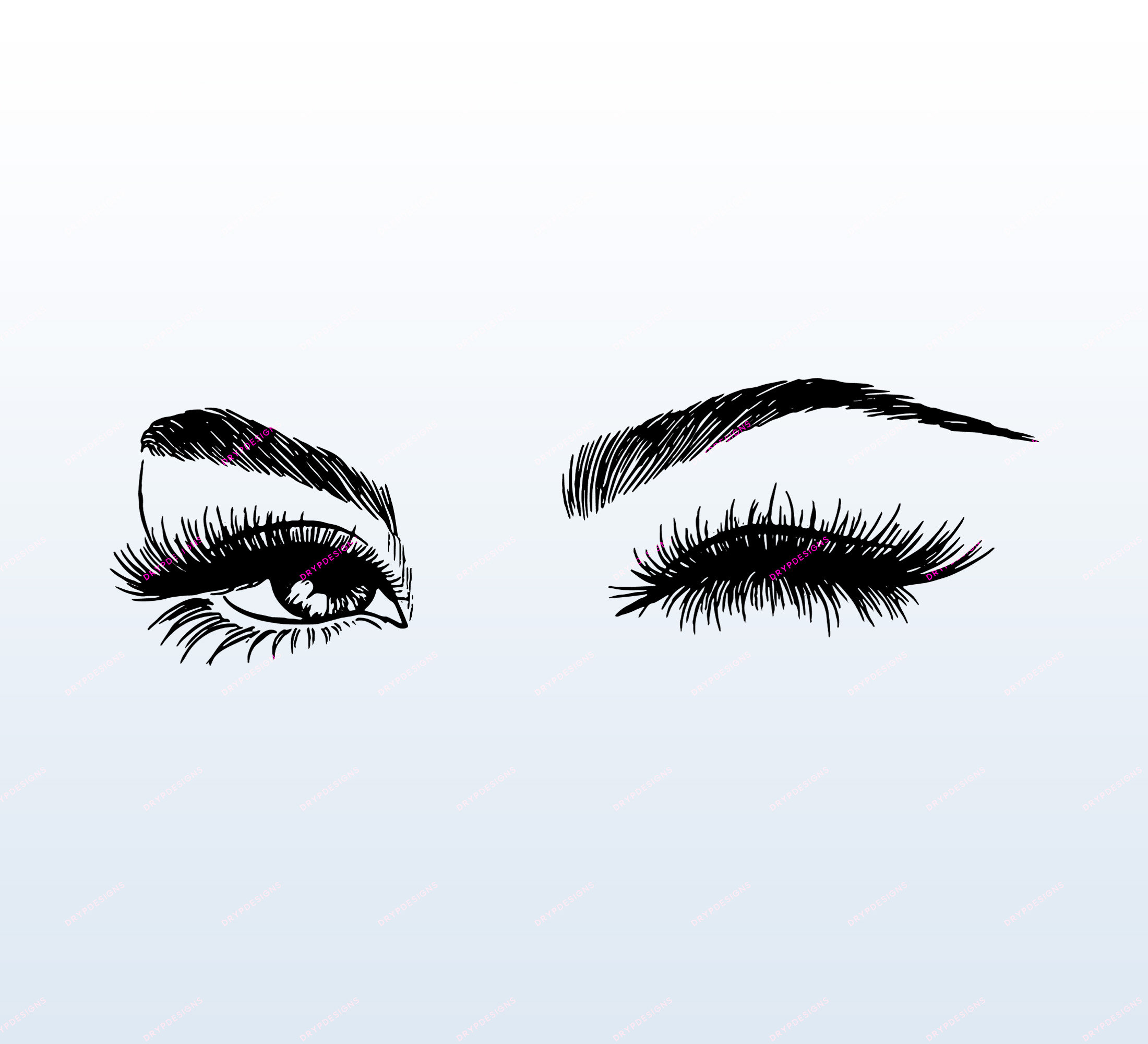 Winking Eyelashes SVG PNG Hand Drawn Lash Wink - Etsy