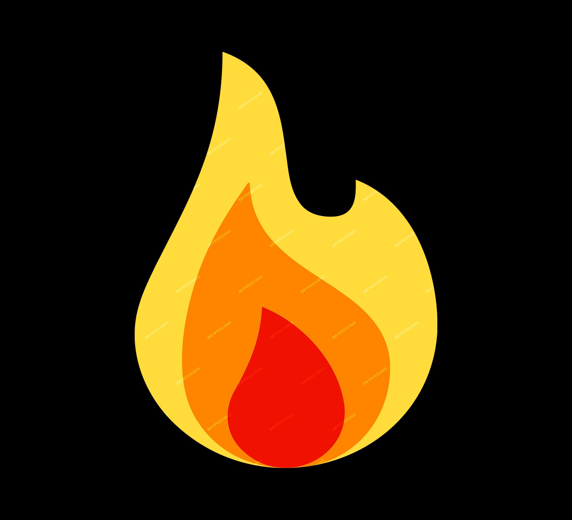 Flaming Fire Emoji SVG PNG Graphic Red Orange Yellow - Etsy