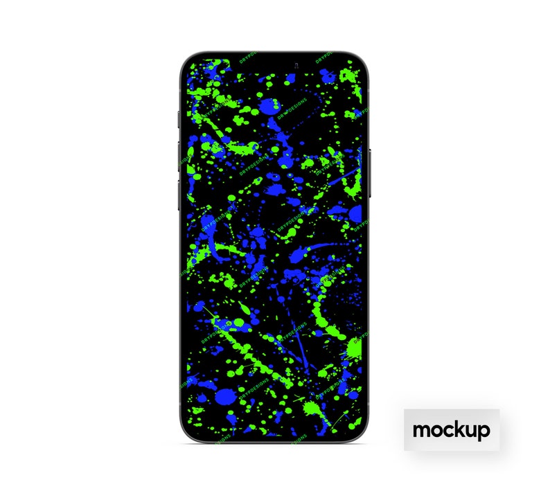 Blue + Green Neon Paint Splatter Seamless Digital Paper Background ...