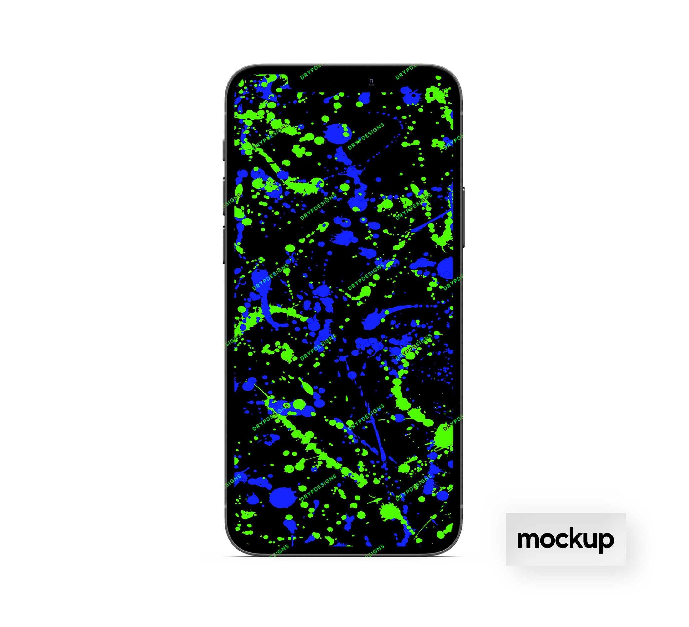 Blue + Green Neon Paint Splatter Seamless Digital Paper Background ...