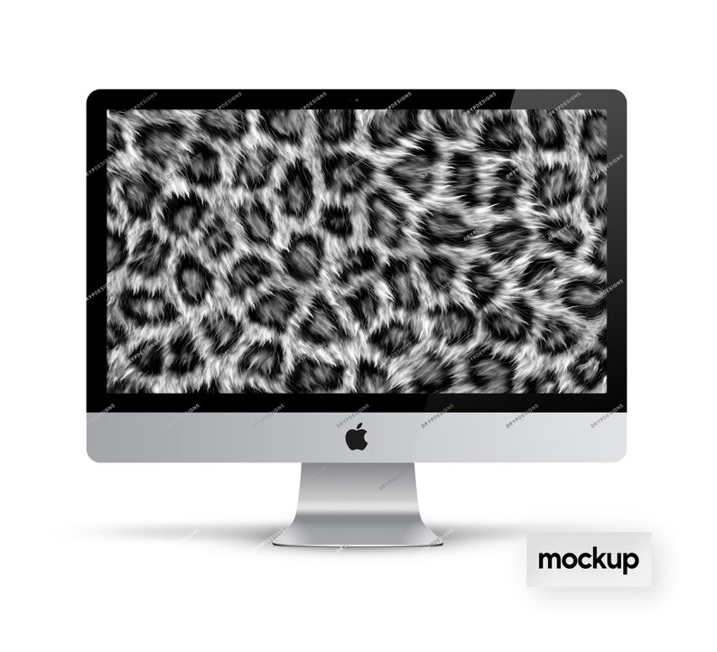 Realistic Black + White Snow Leopard Print Seamless Digital Paper ...
