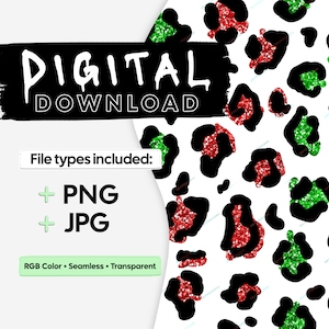 Red + Green Glitter Leopard Print PNG - Seamless Leopard Pattern ...