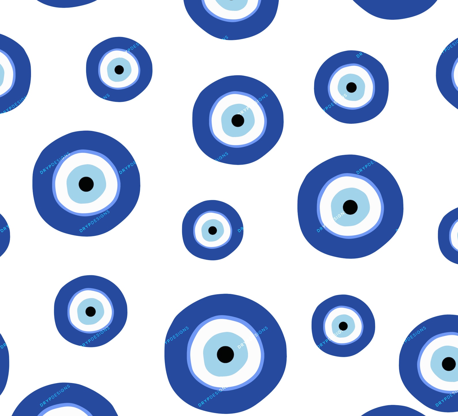 Greek Evil Eye PNG Seamless Pattern Overlay - Blue Evil Eye Background ...