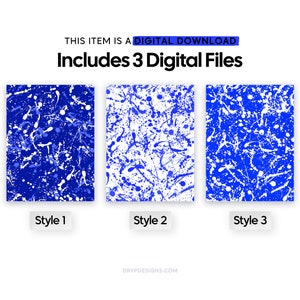 Blue + White Paint Splatter Seamless Digital Paper Background - Paint ...