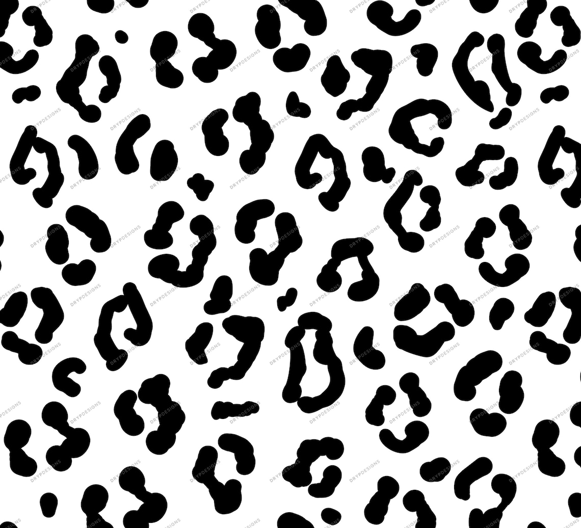 Black + White Leopard Print Seamless Background Pattern - Monotone ...