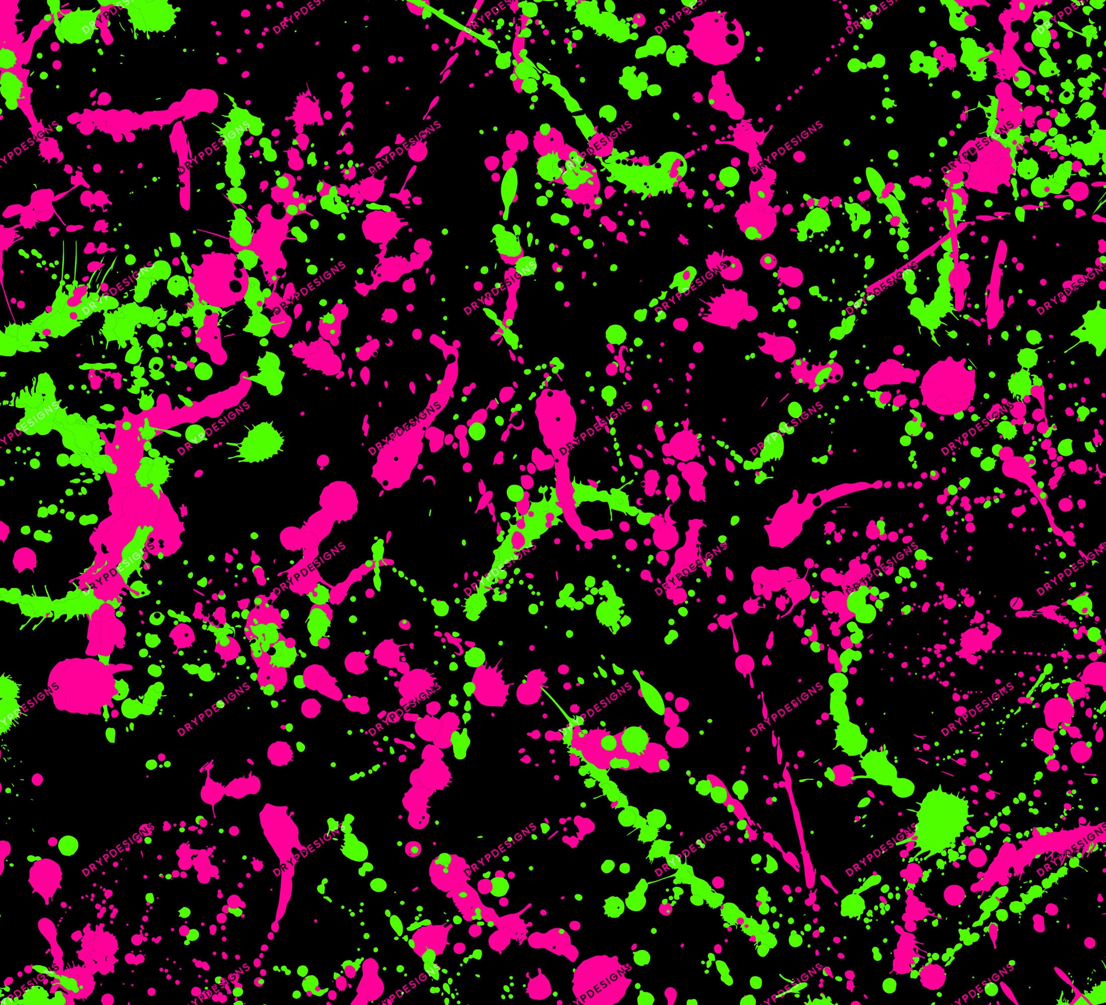 Pink + Green Neon Paint Splatter Seamless Digital Paper Background ...