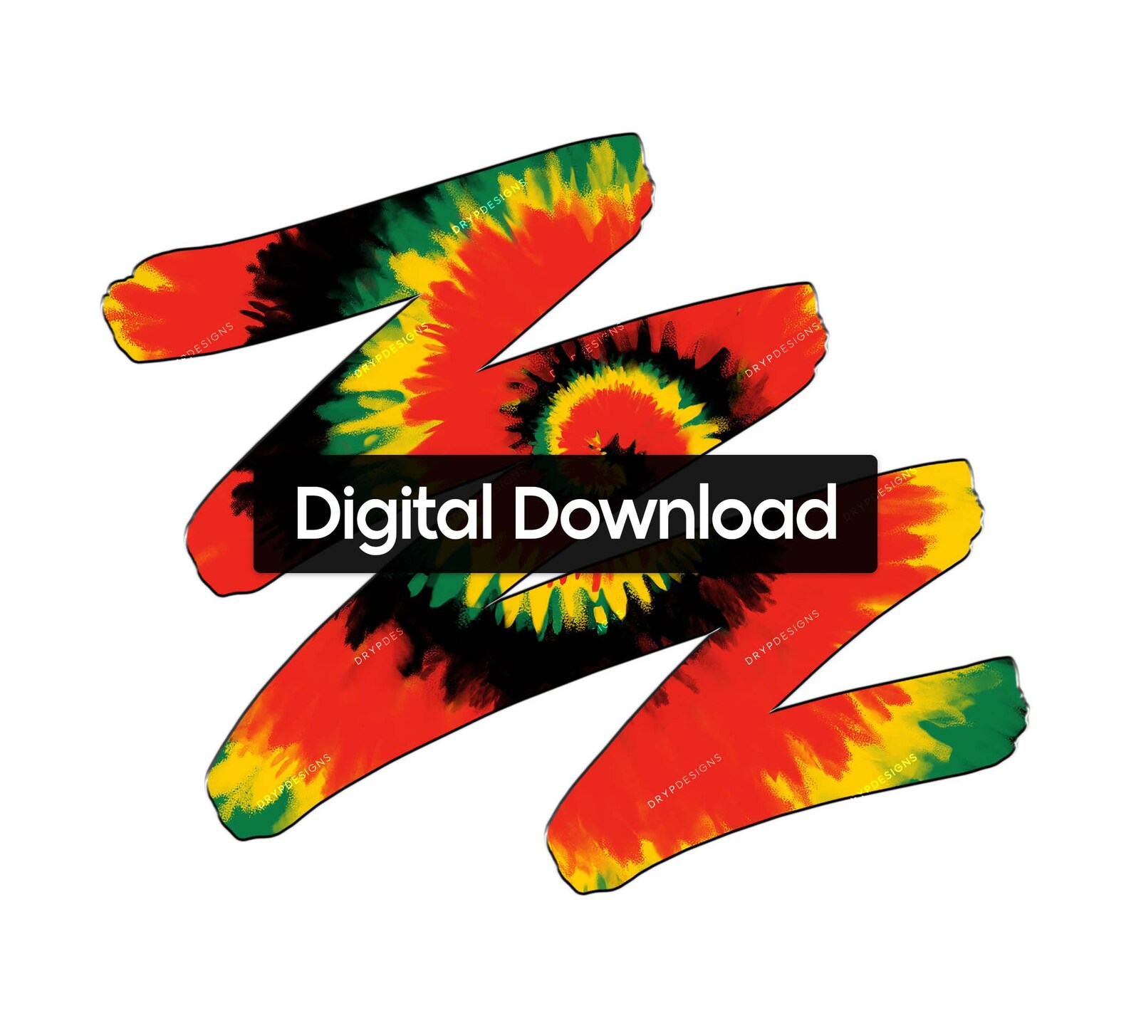 Black + Red + Yellow Green Tie-dye Digital Paper Background PNG - Black ...