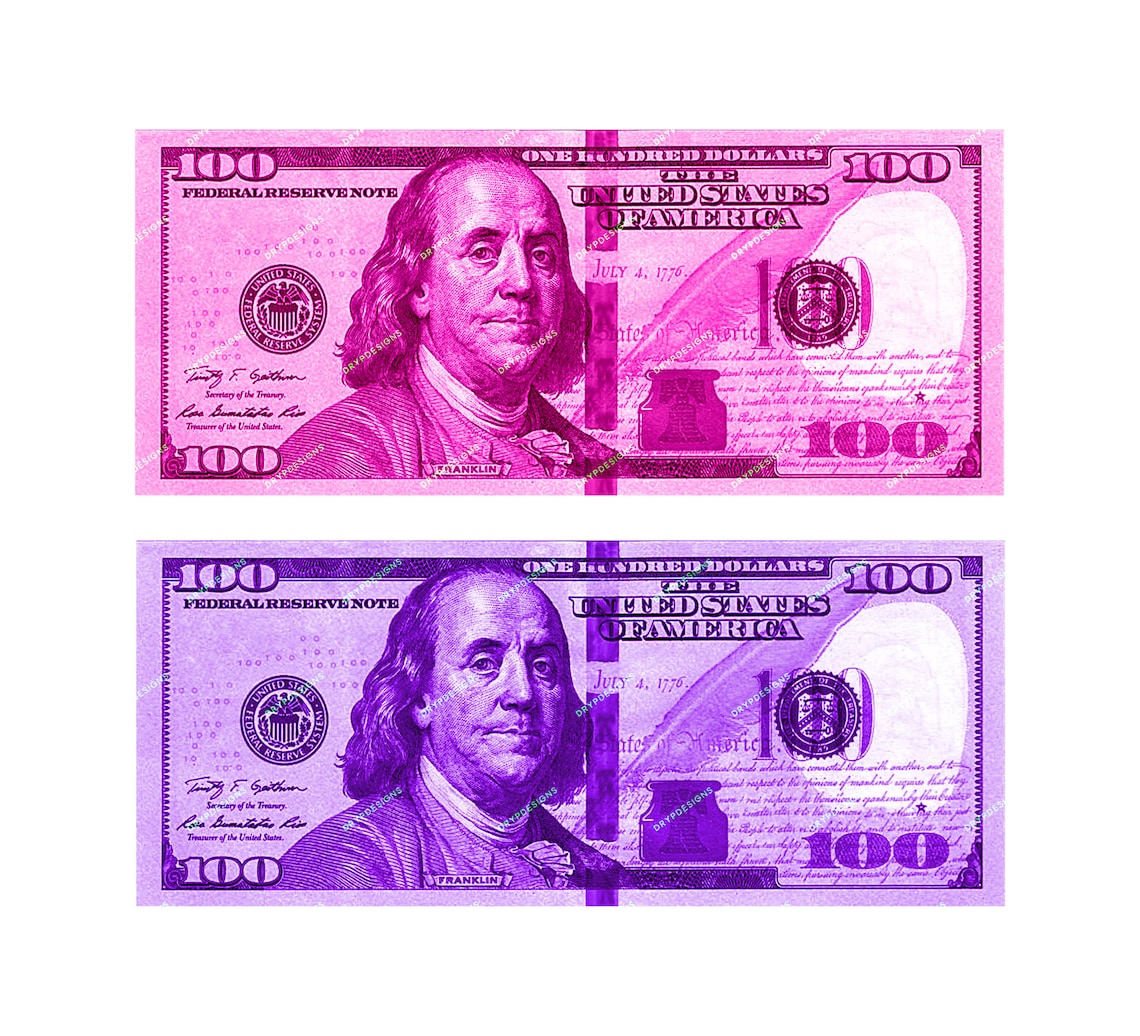 Purple + Pink Money 100 Dollar Bills PNG - US One Hundred Dollar Bill ...