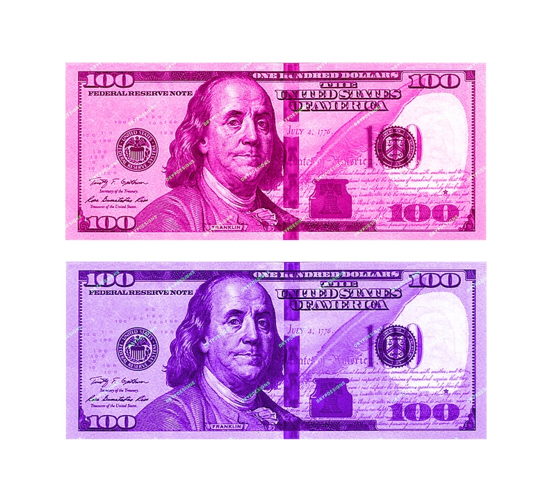 Purple + Pink Money 100 Dollar Bills PNG - US One Hundred Dollar Bill ...