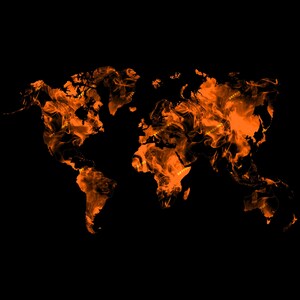 World on Fire - Burning World Map PNG Graphic - Fire Textured Map of ...