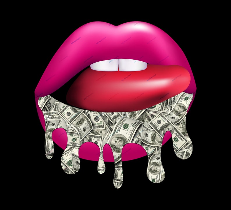 Dripping Money Lips PNG Graphic Instant Digital Download - Etsy