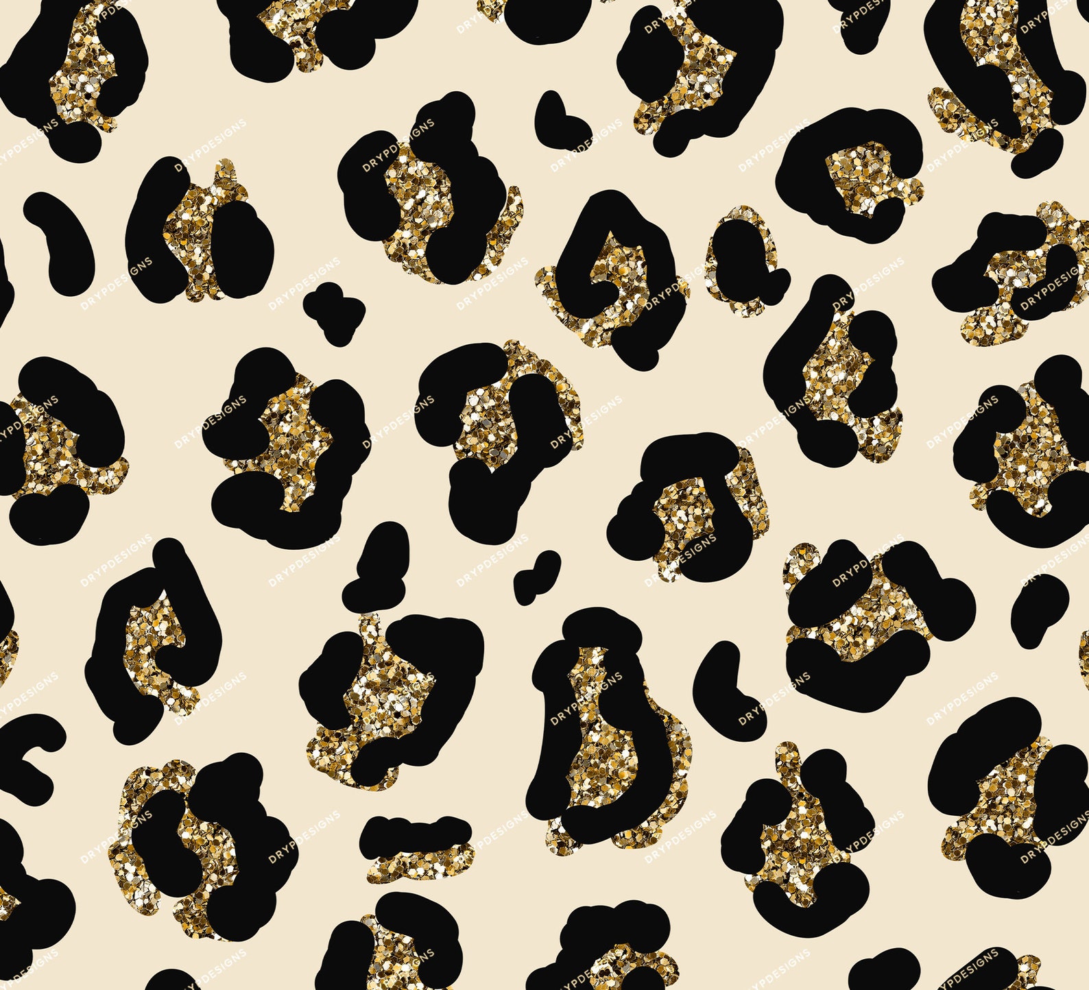 Black Gold Glitter Leopard Print PNG Seamless Leopard - Etsy