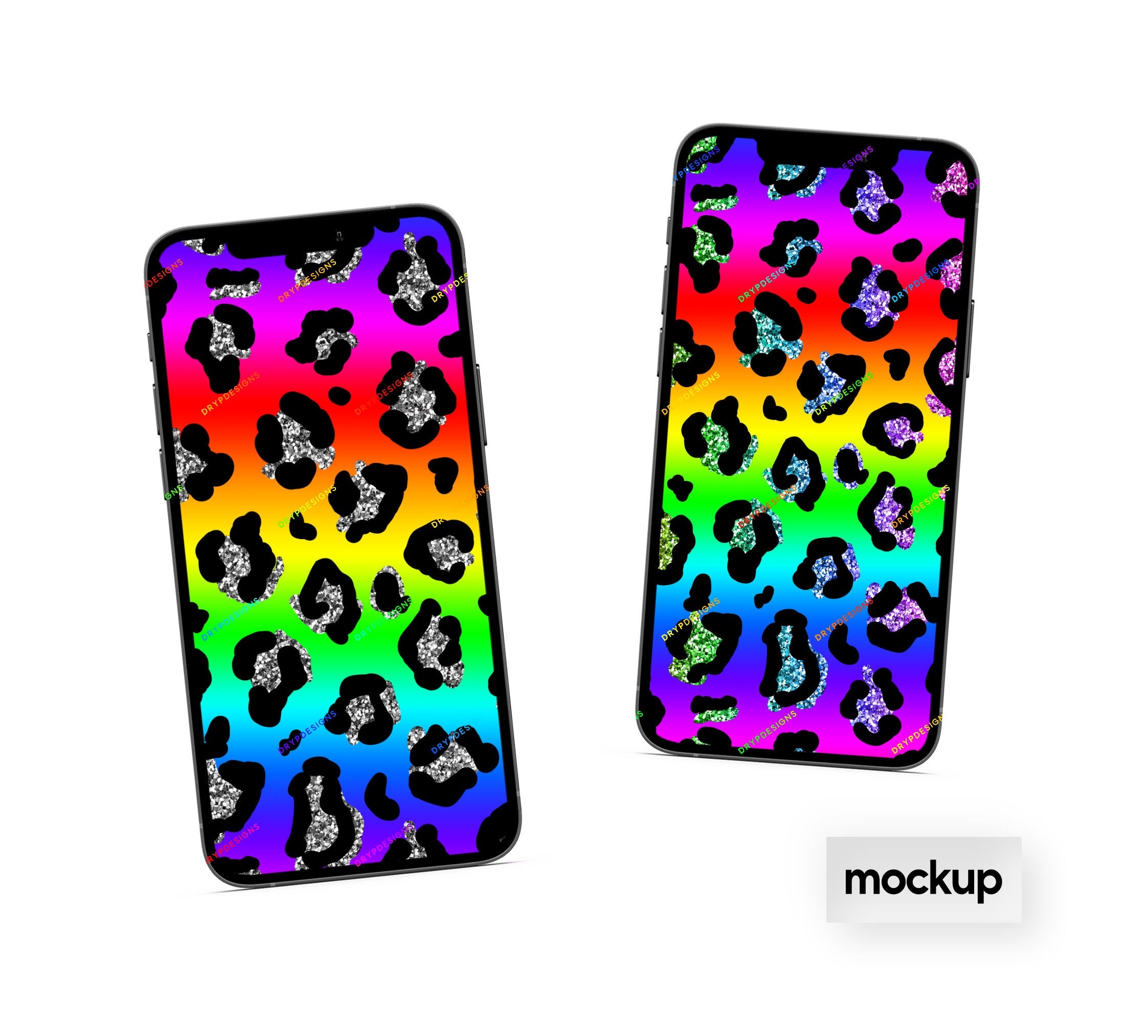Rainbow Silver Glitter Leopard Print Seamless Pattern - Etsy