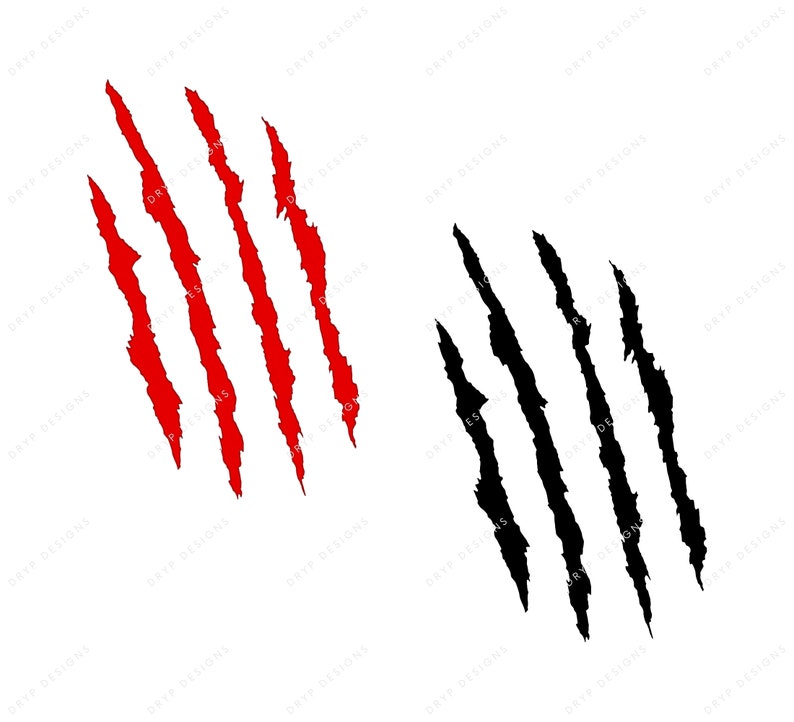 Black + Red Claw Mark Scratches SVG + PNG - Digital Download File - Etsy