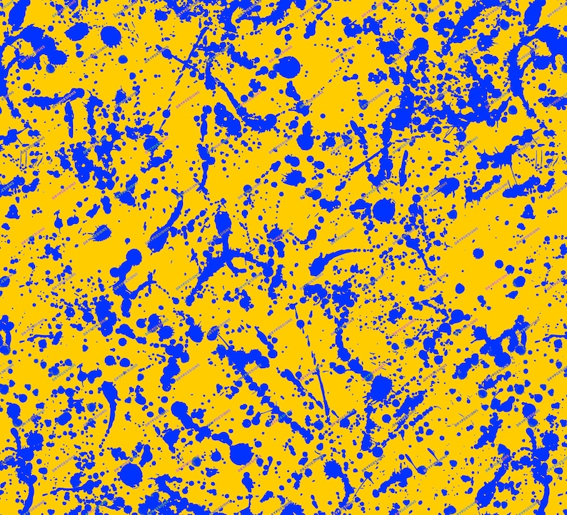 Blue + Yellow Paint Splatter Seamless Digital Paper Background - Paint ...