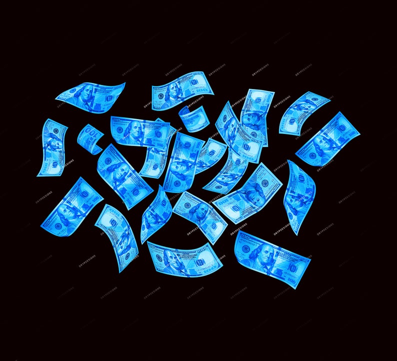 Falling Blue Money PNG Graphic Overlay - Raining Blue 100 Dollar Bills ...