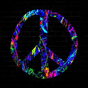 Neon Paint Splatter Peace Symbol Peace Sign Neon PNG Graphic - Neon ...