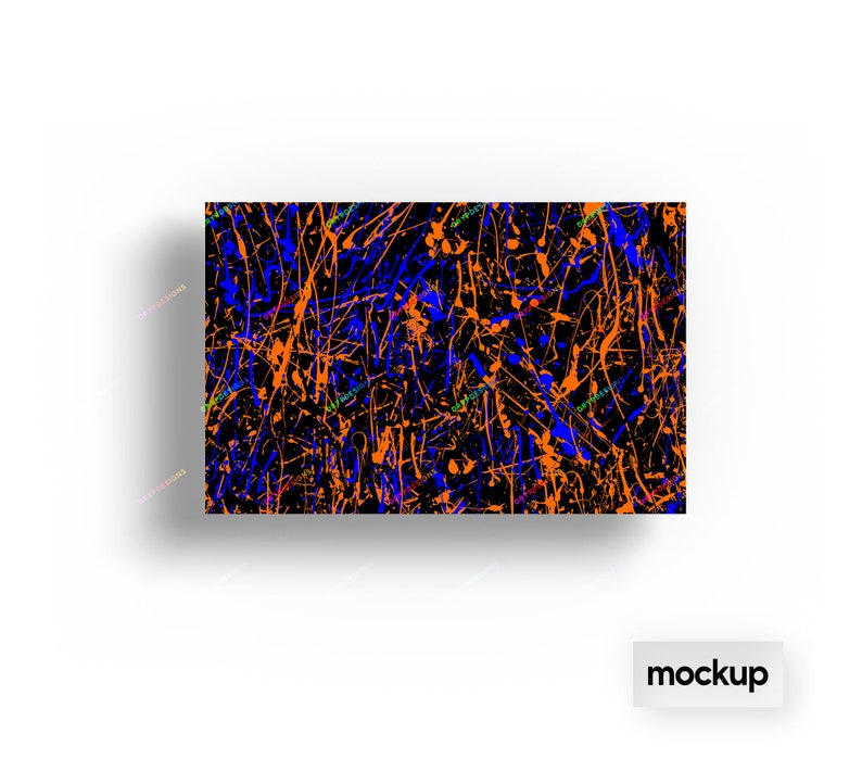 Blue + Orange Neon Paint Splatter Seamless Digital Paper Background ...
