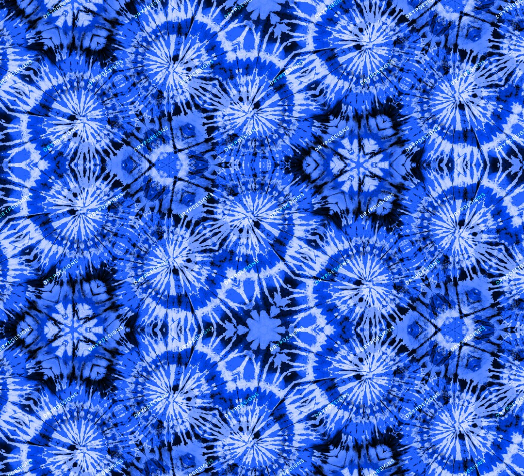 Blue Tie-dye Seamless Pattern Background Texture - Vibrant Blue Tiedye ...