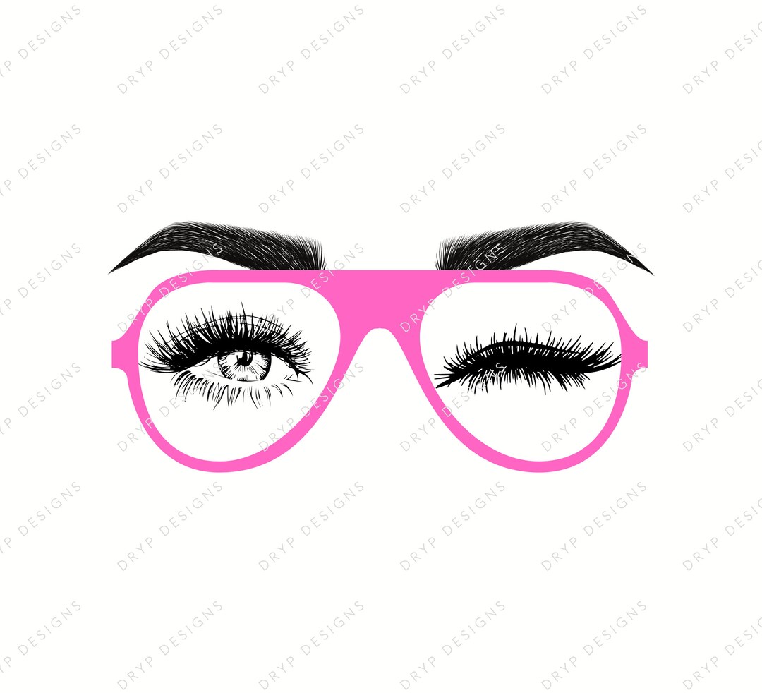 Winking Eyelashes With Glasses SVG/PNG Digital Download - Etsy