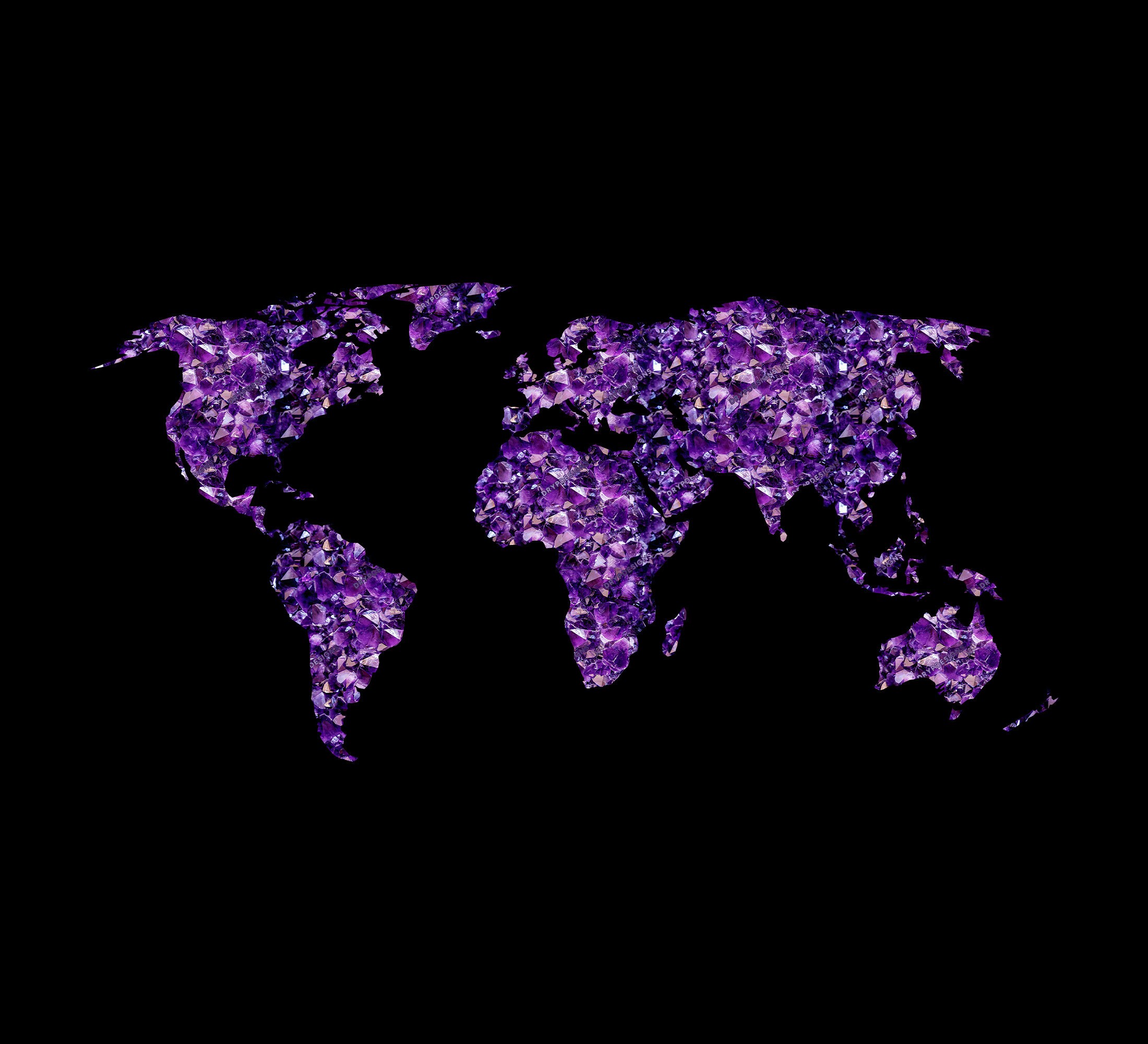 Purple Crystal World Map PNG Graphic Gemstone Crystal - Etsy