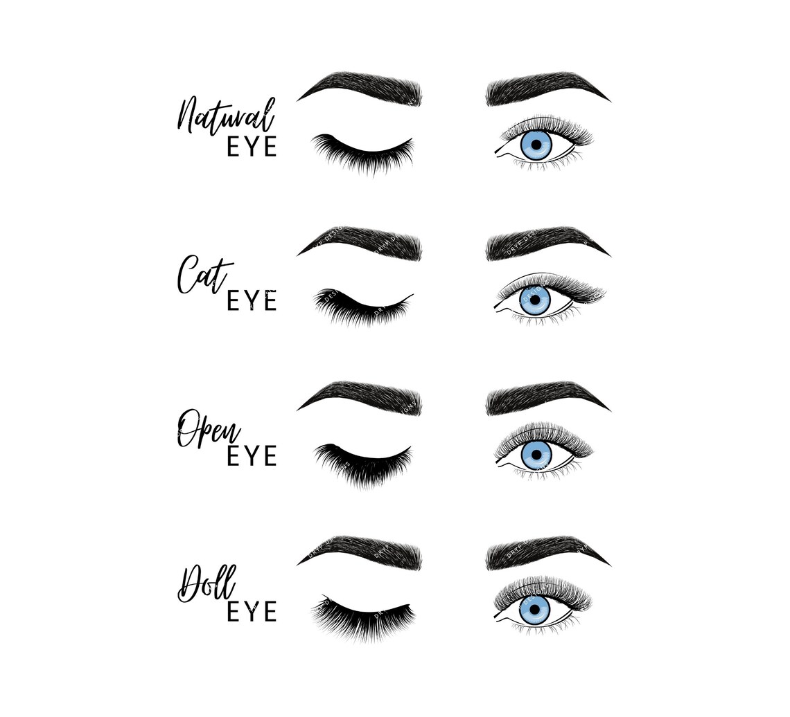 Eyelash Extension Style Chart Digital Art Print - Lash Artist Branding ...