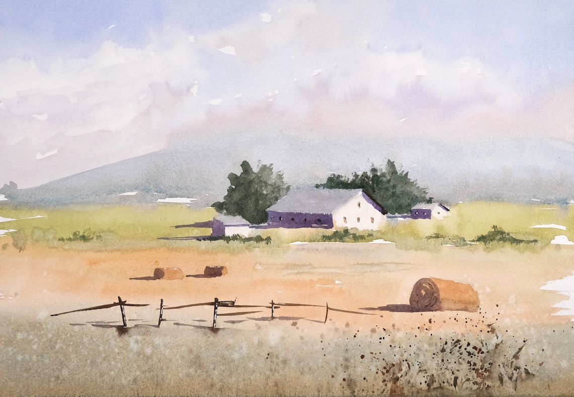 Impressionist Landscape Painting, Watercolors on Paper, Original Art - Etsy