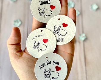 Bulldog Gift Tags Circles Set of 6 Printed on Recycled - Etsy