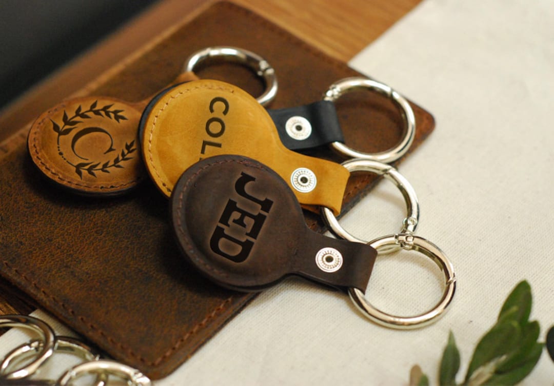 Custom Air Tag Leather Keychain, Personalized Leather Air Tags, Unique ...
