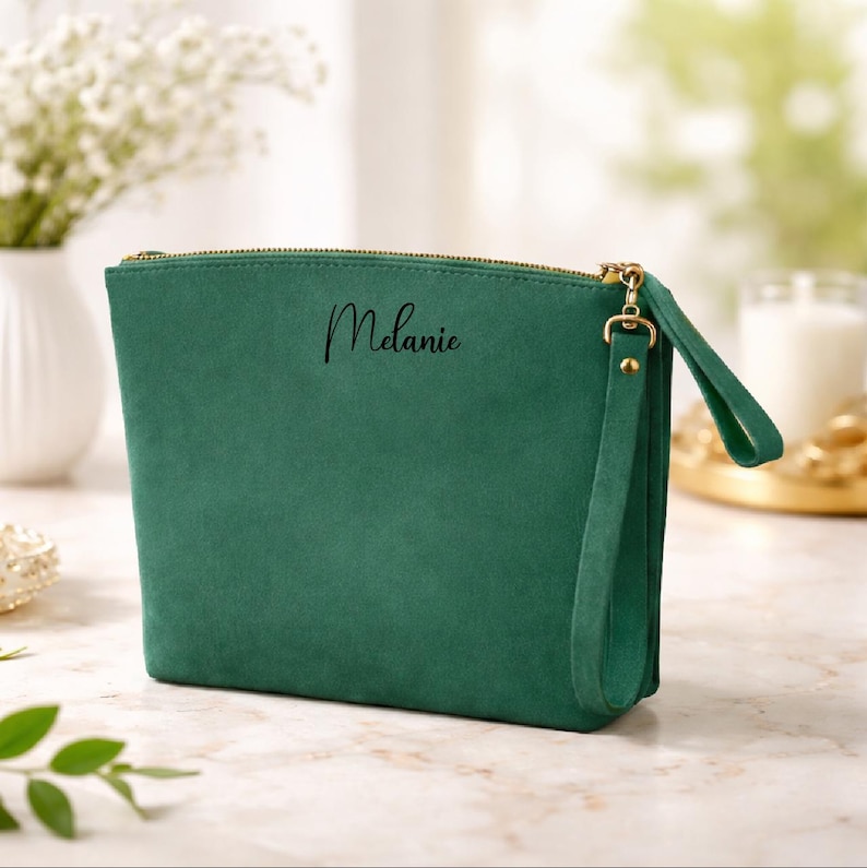 Personalized Leather Makeup Bag, Custom Travel Toiletry Organizer for ...