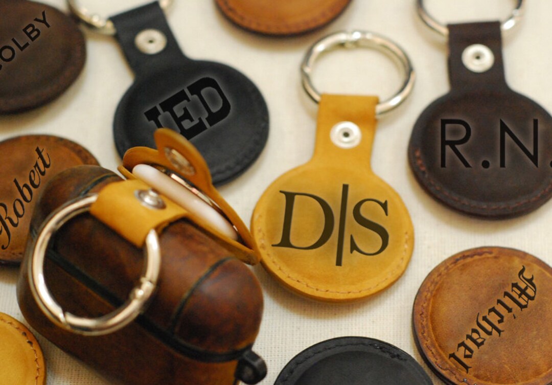 Personalized Leather Air Tag Holder, Air Tag Key Fob Key Ring, Air Tag ...
