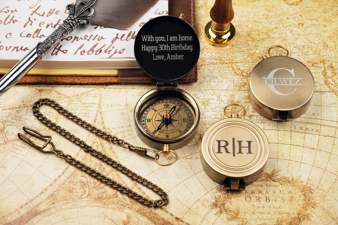 Personalized Engraved Working Compass, Antique Compass, Gift for Men ...