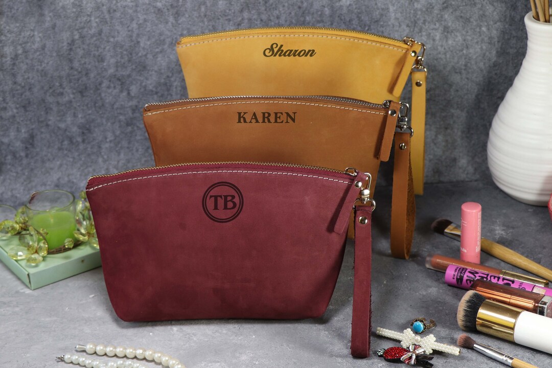 Personalized Leather Makeup Bag Christmas Gift for Her - Etsy