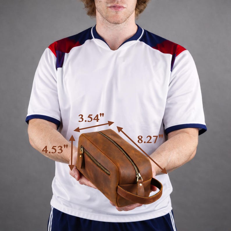 Custom Leather Soccer Player Travel Bag, Premium Leather Dopp Kit ...