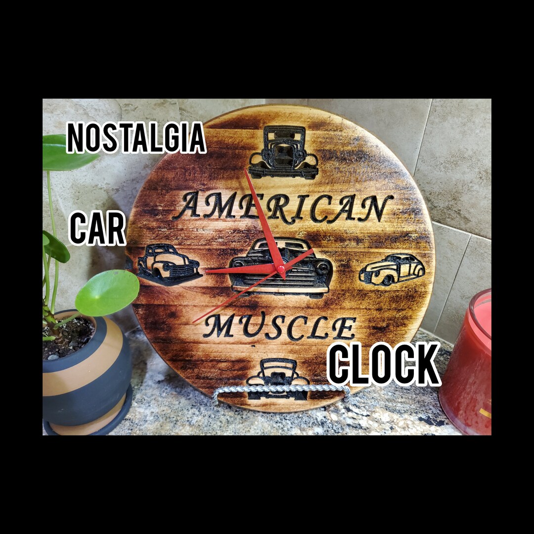 Car Clock, Wood Clock, Round Wall Clock, Car Wall Clock, Custom Clock ...