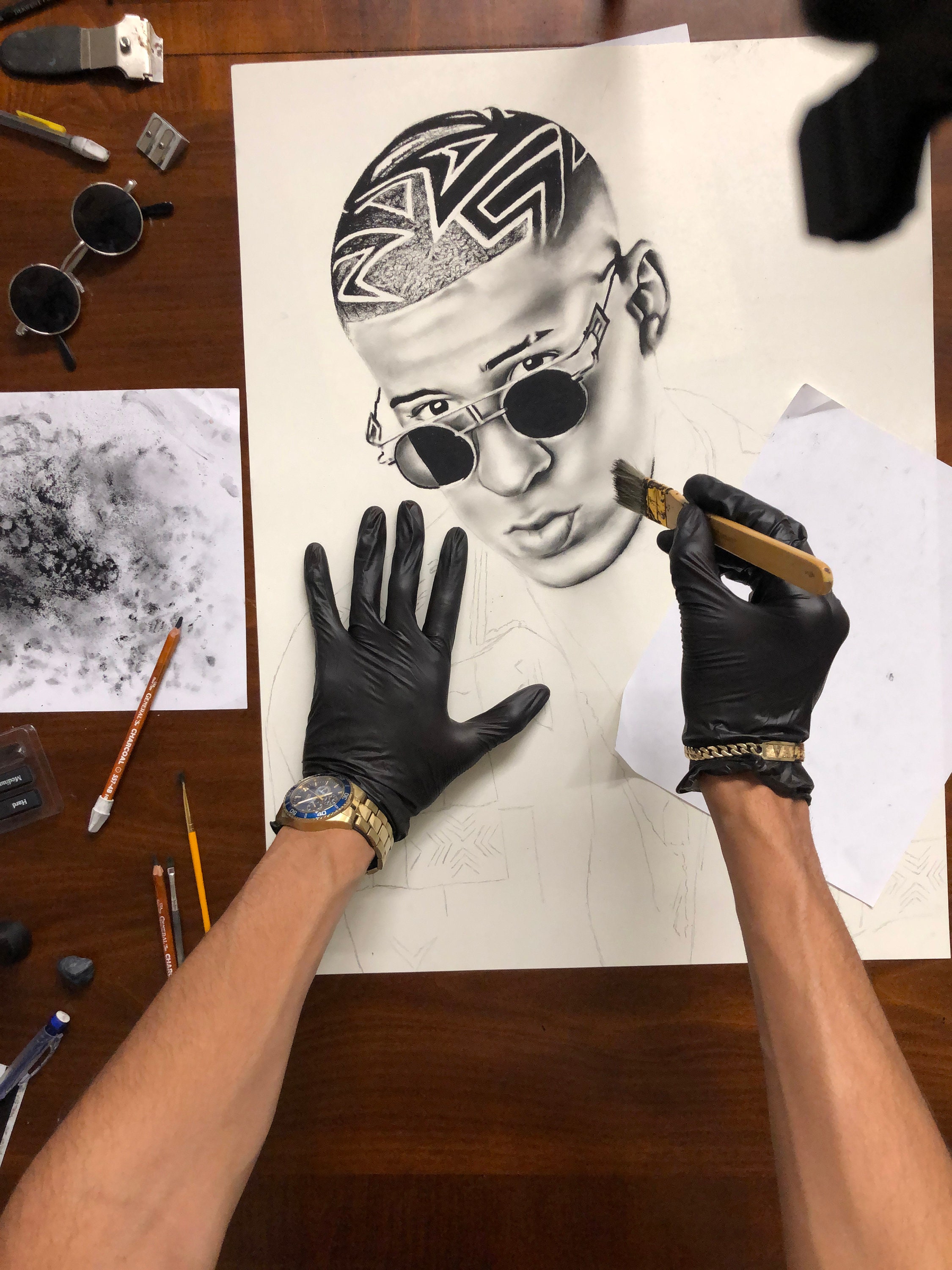 Bad Bunny Painting Poster Wall Art - Etsy