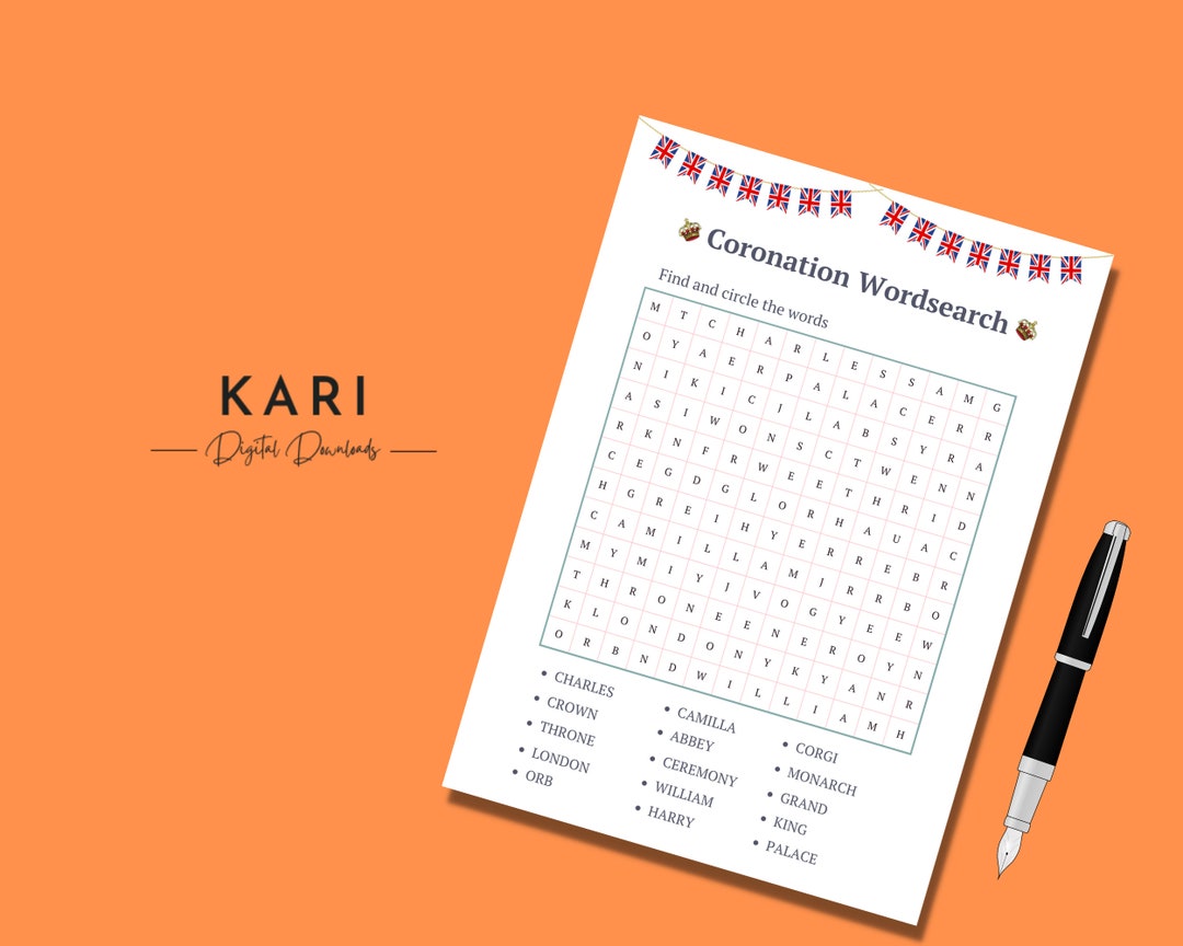 The King's Coronation Wordsearch - Etsy