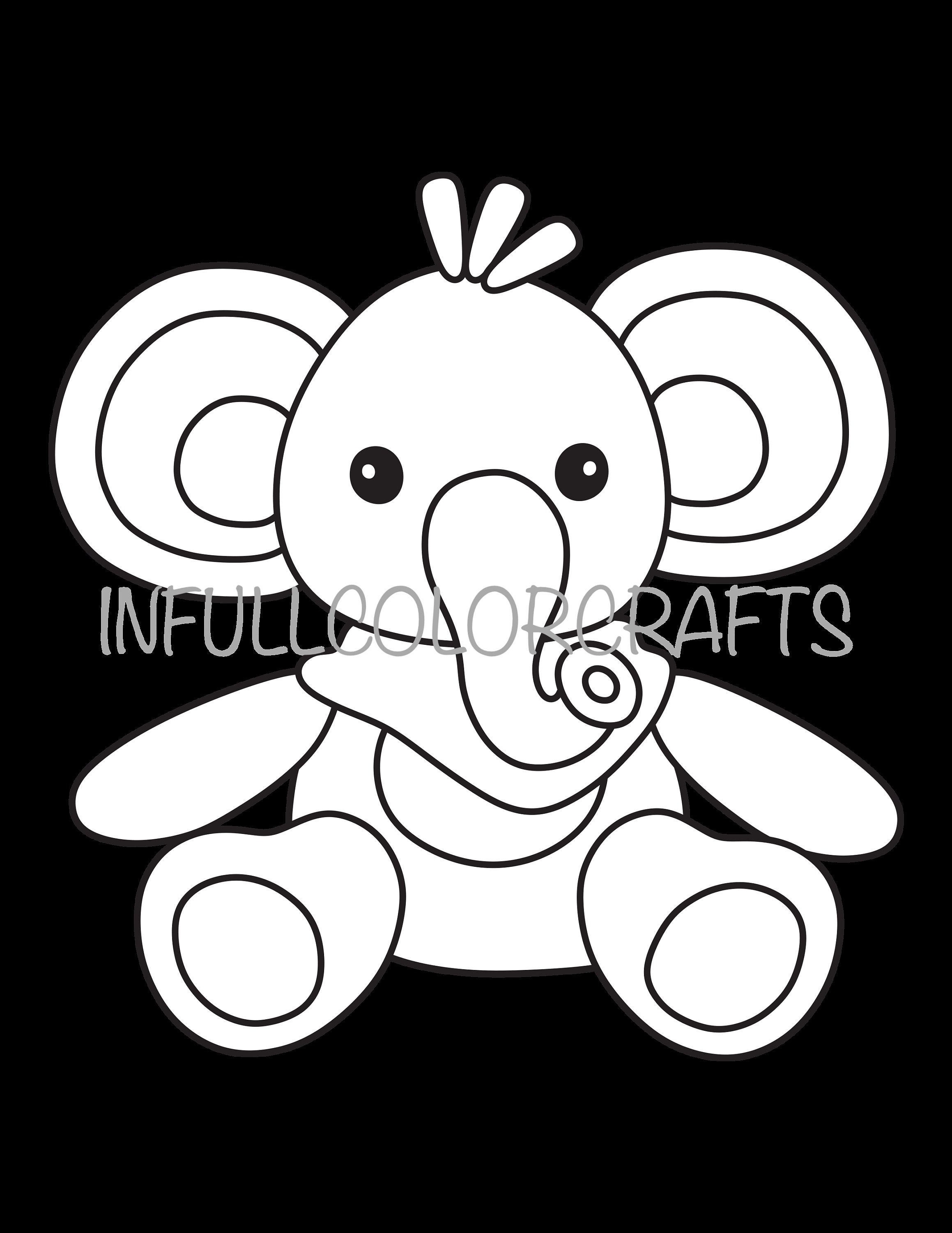 Toy Elephant Coloring Page - Etsy