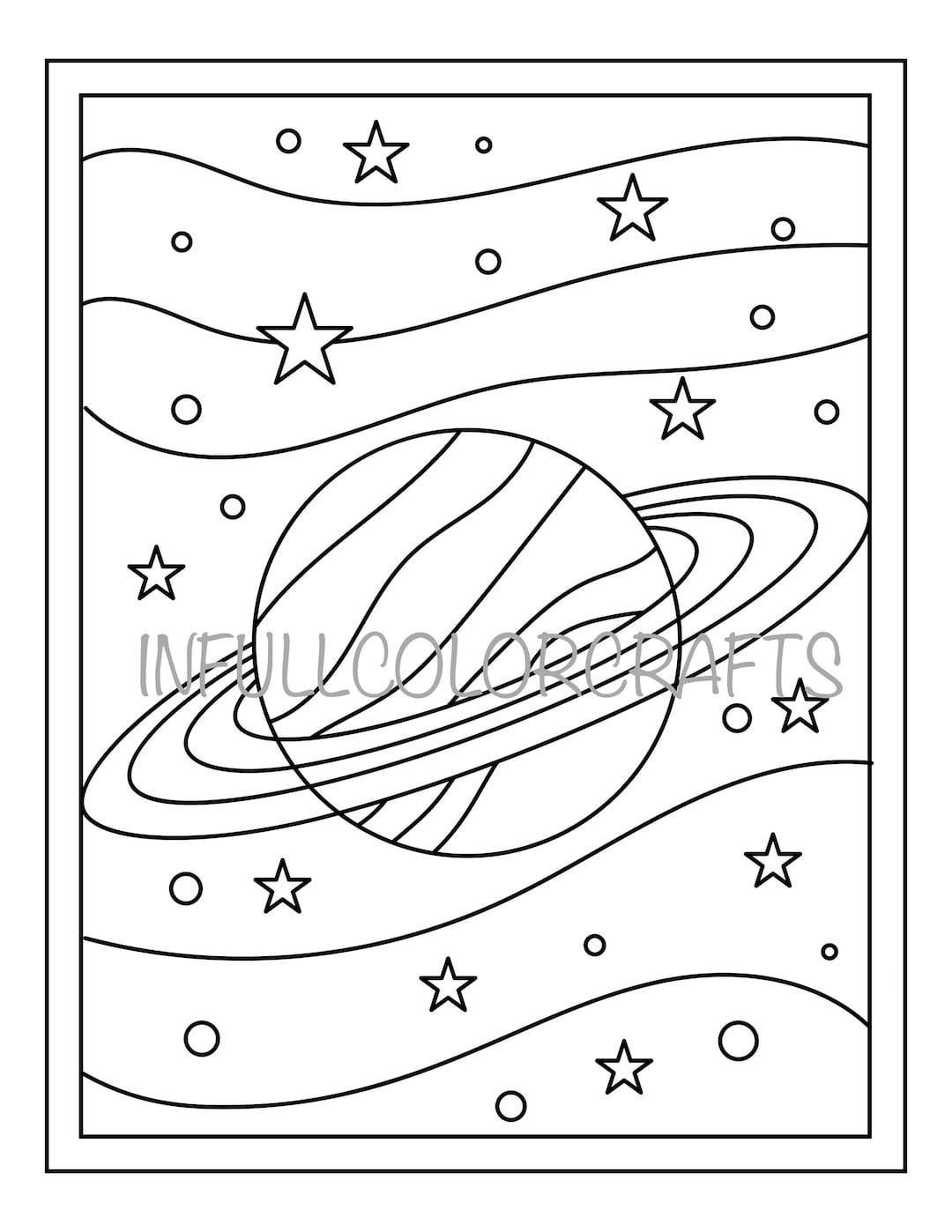 Planet Coloring Page - Etsy