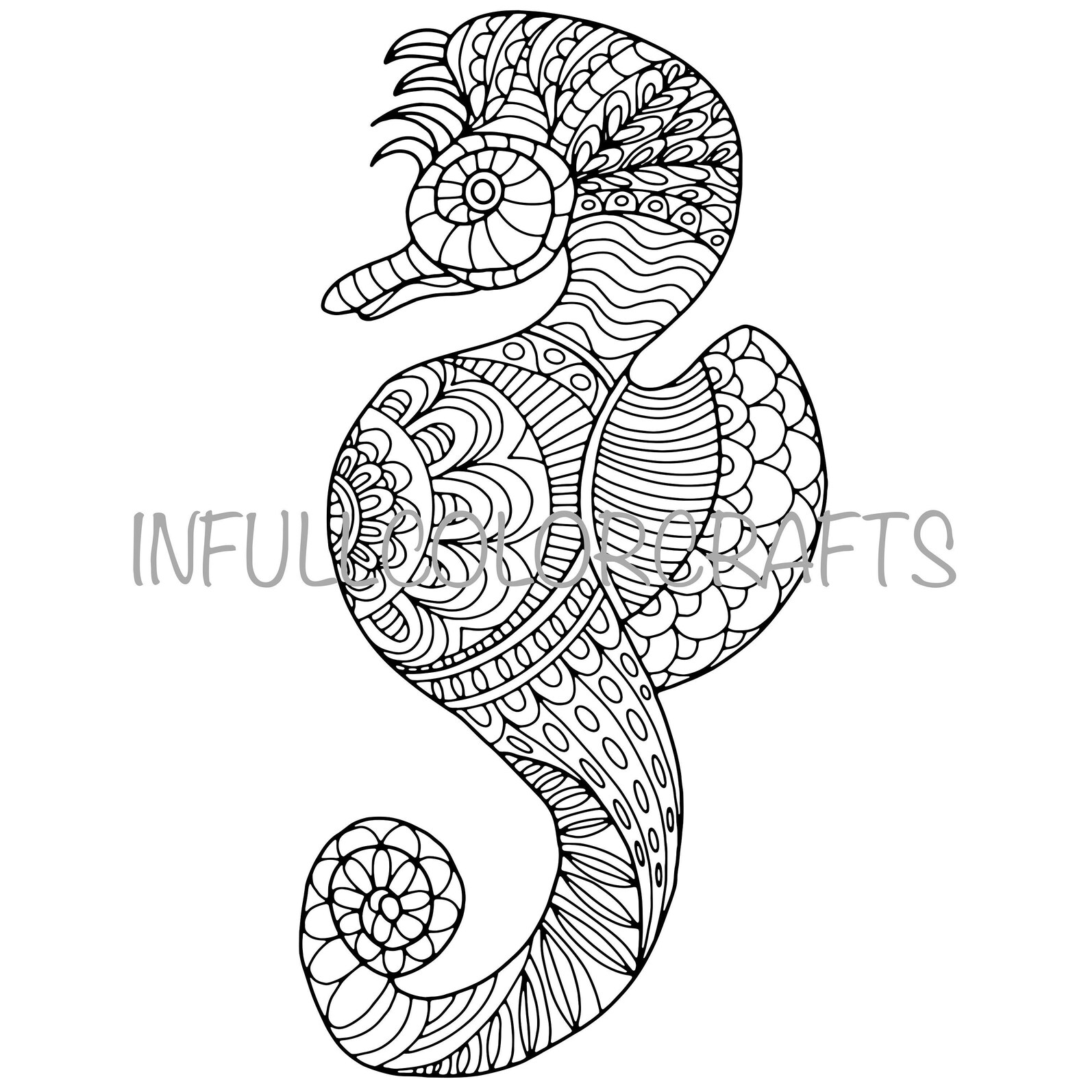 Seahorse Mandala Coloring Page - Etsy