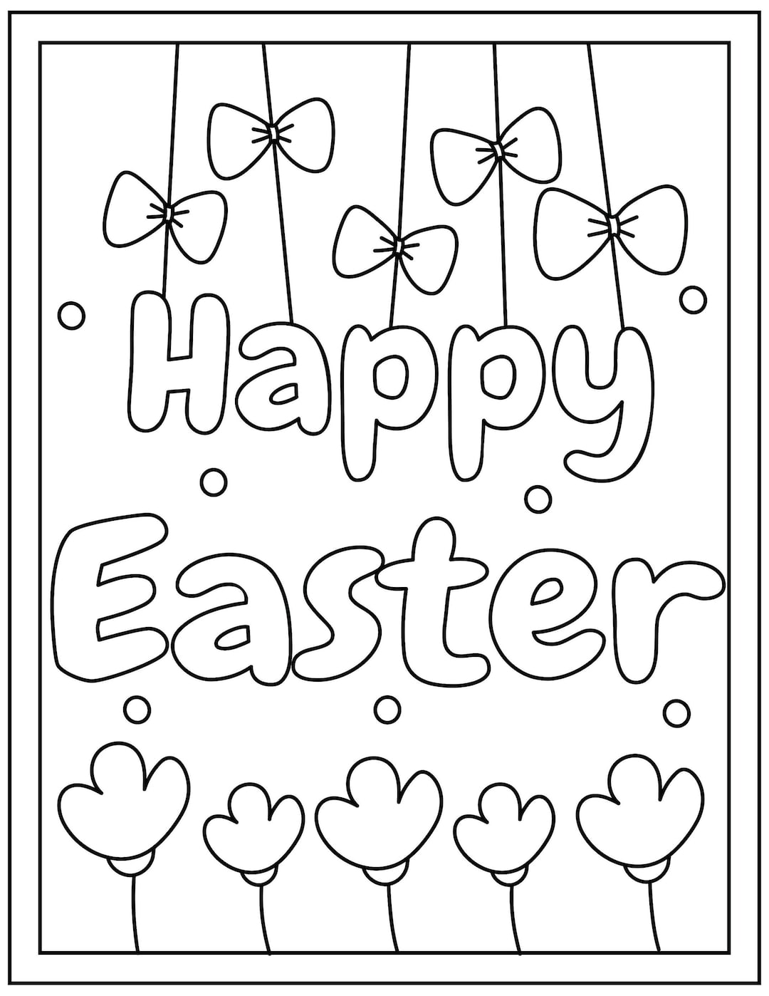 Happy Easter Coloring Page - Etsy