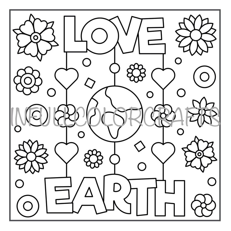 Love Earth Coloring Page - Etsy