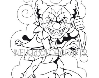 100 Pages Printable Clown Coloring Page - PDF Custom Drawing - Etsy