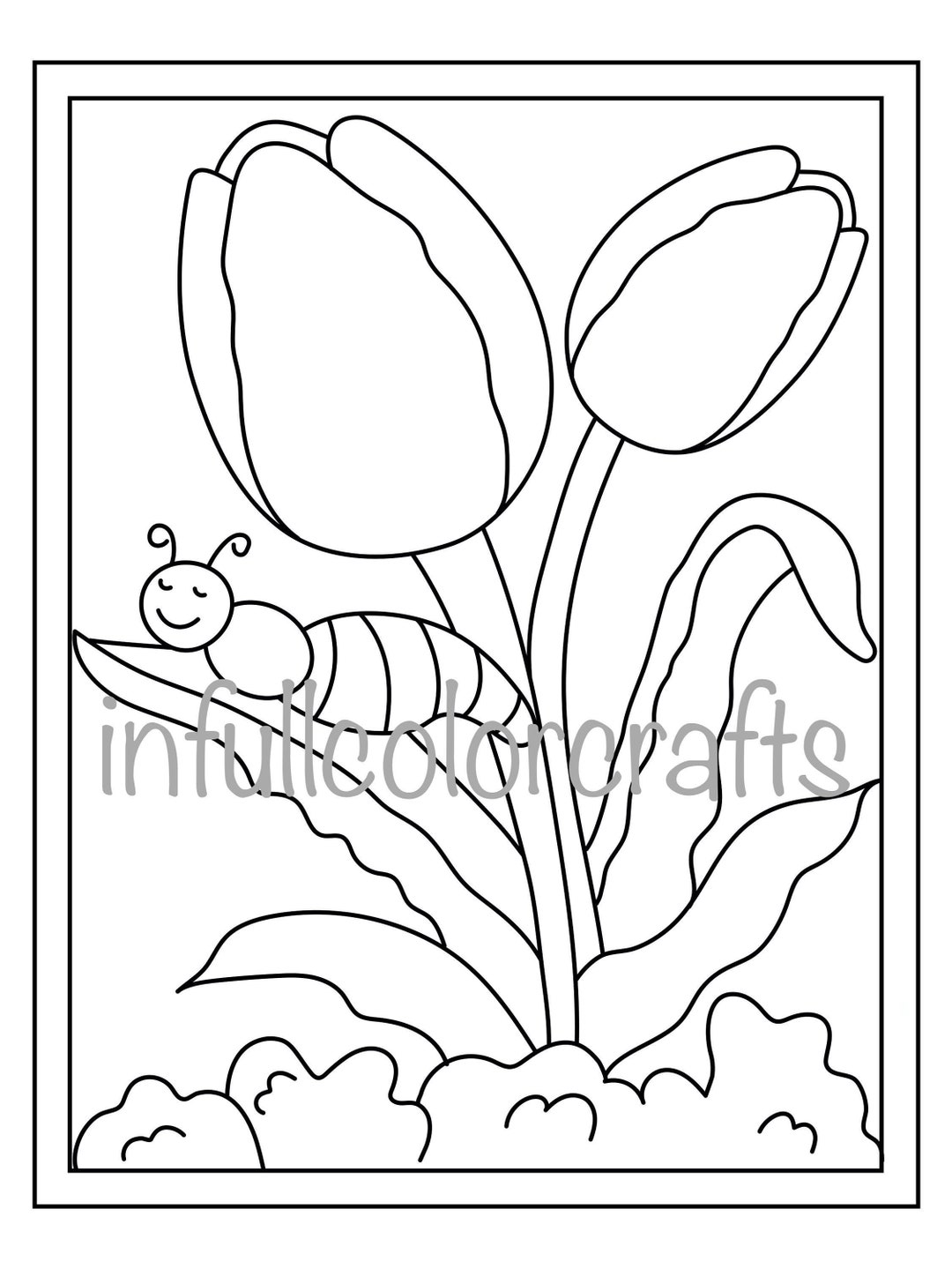Tulip Spring Coloring Page - Etsy
