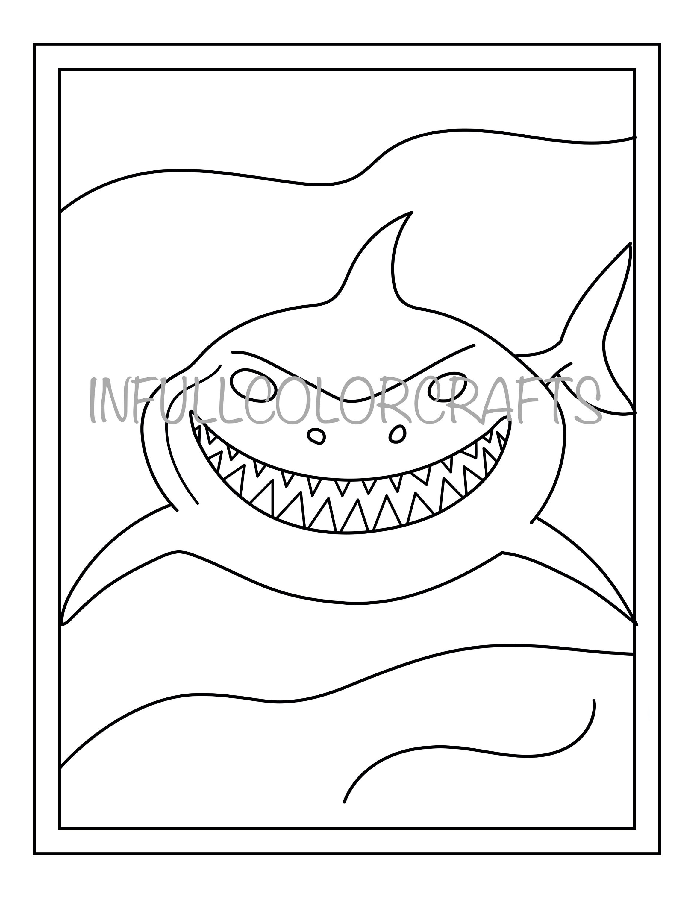 Shark Coloring Page - Etsy