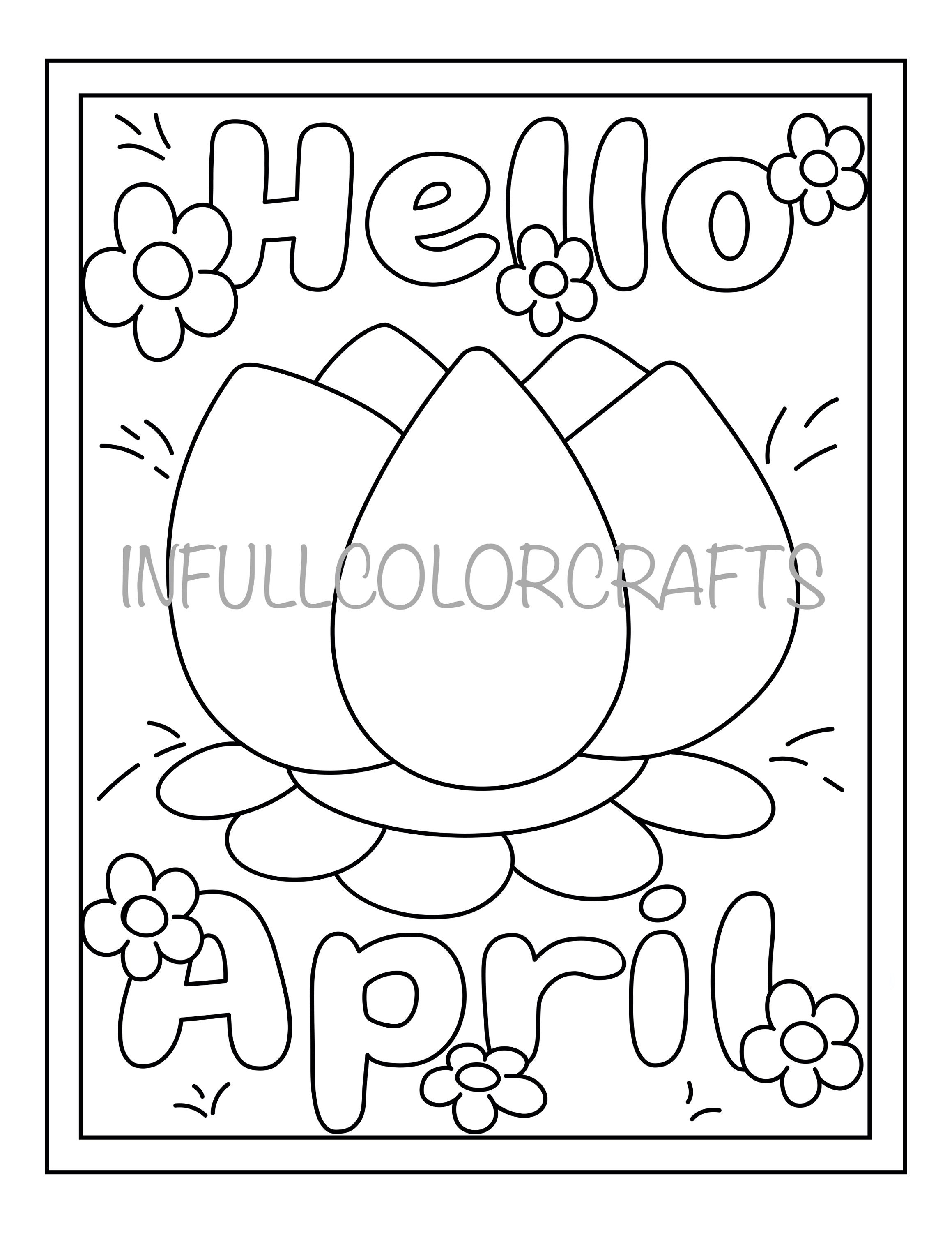Hello April Coloring Page - Etsy