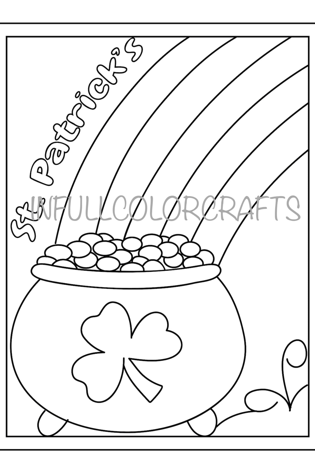 St. Patrick's Day Pot of Gold and Rainbow Coloring Page - Etsy